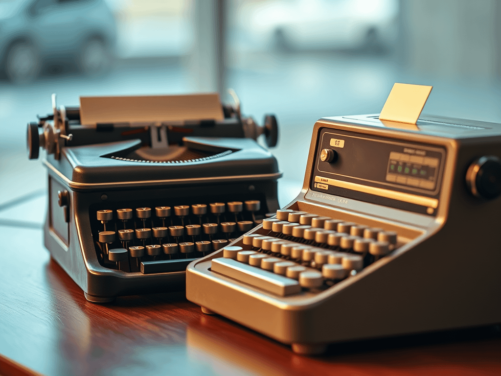 old-fashioned-type-writer-next-to-a-stenography-machine – Harpeth Court ...